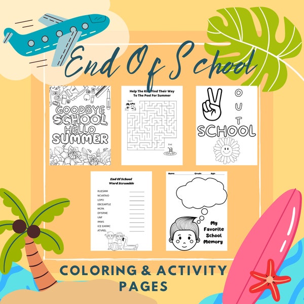 End of Year Coloring Sheets - Etsy