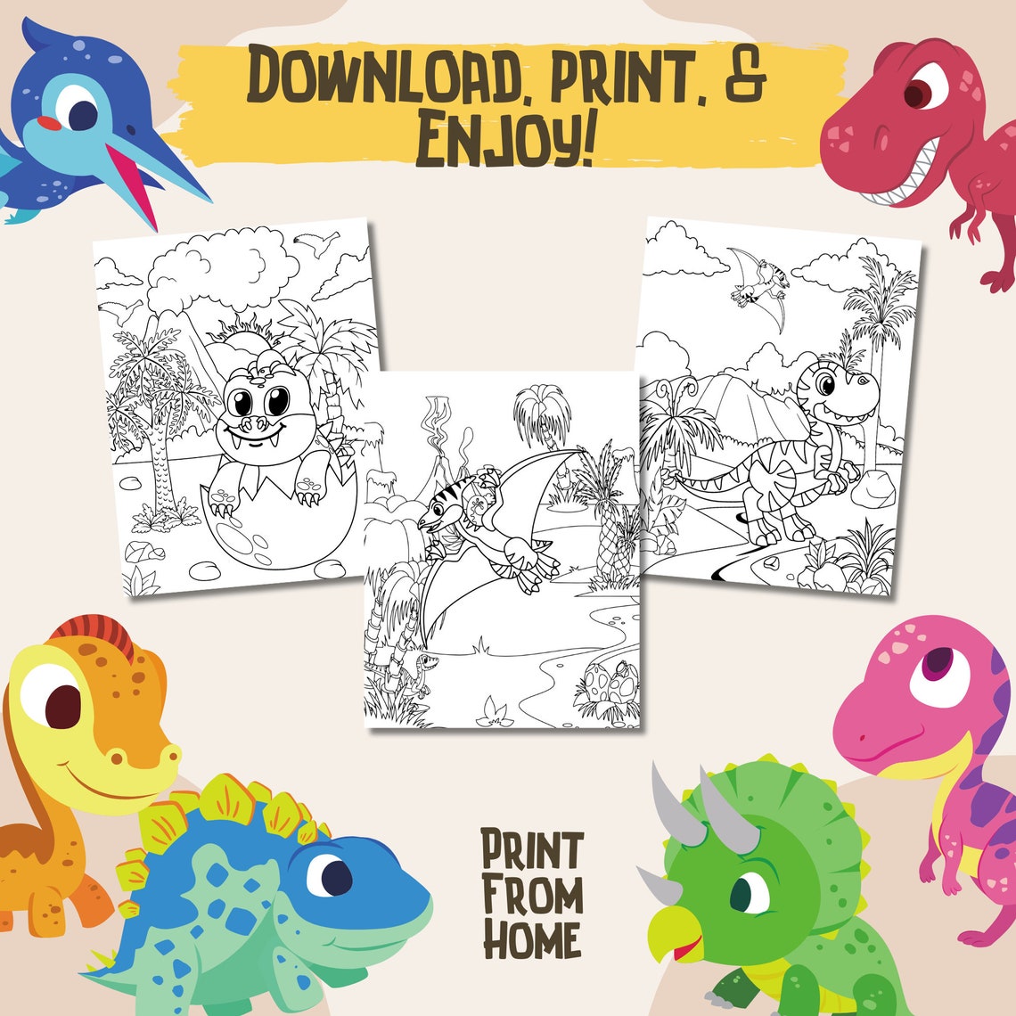 Awesome Dinosaur Coloring Pages, Printable Dinosaur Coloring Page ...