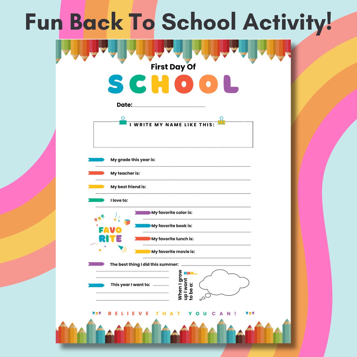 Student Interview, Get to Know Me, Back to School Questionnaire, My ...