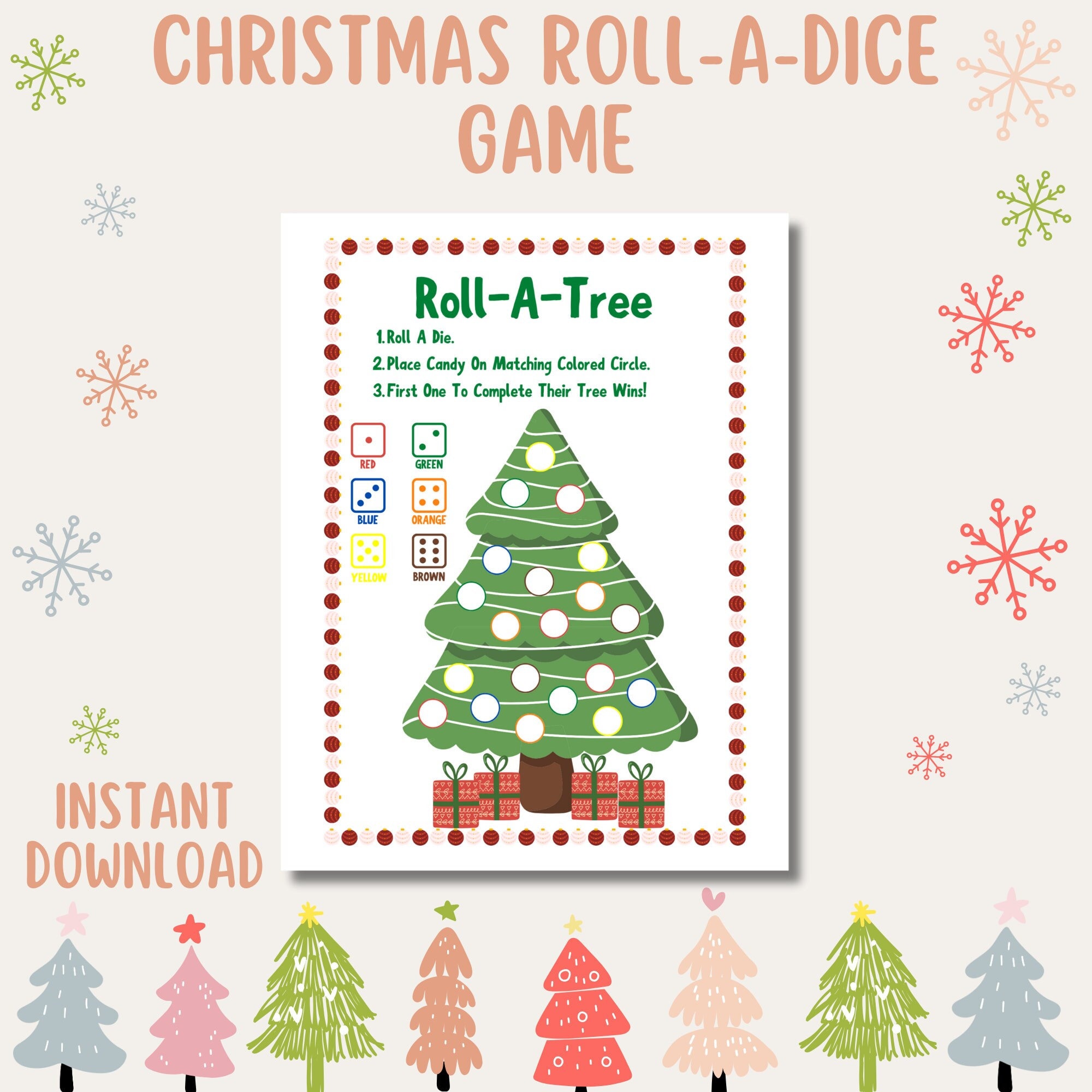 Roll A Tree Dice Game,roll A Tree Christmas Game,holiday Math Teacher ...