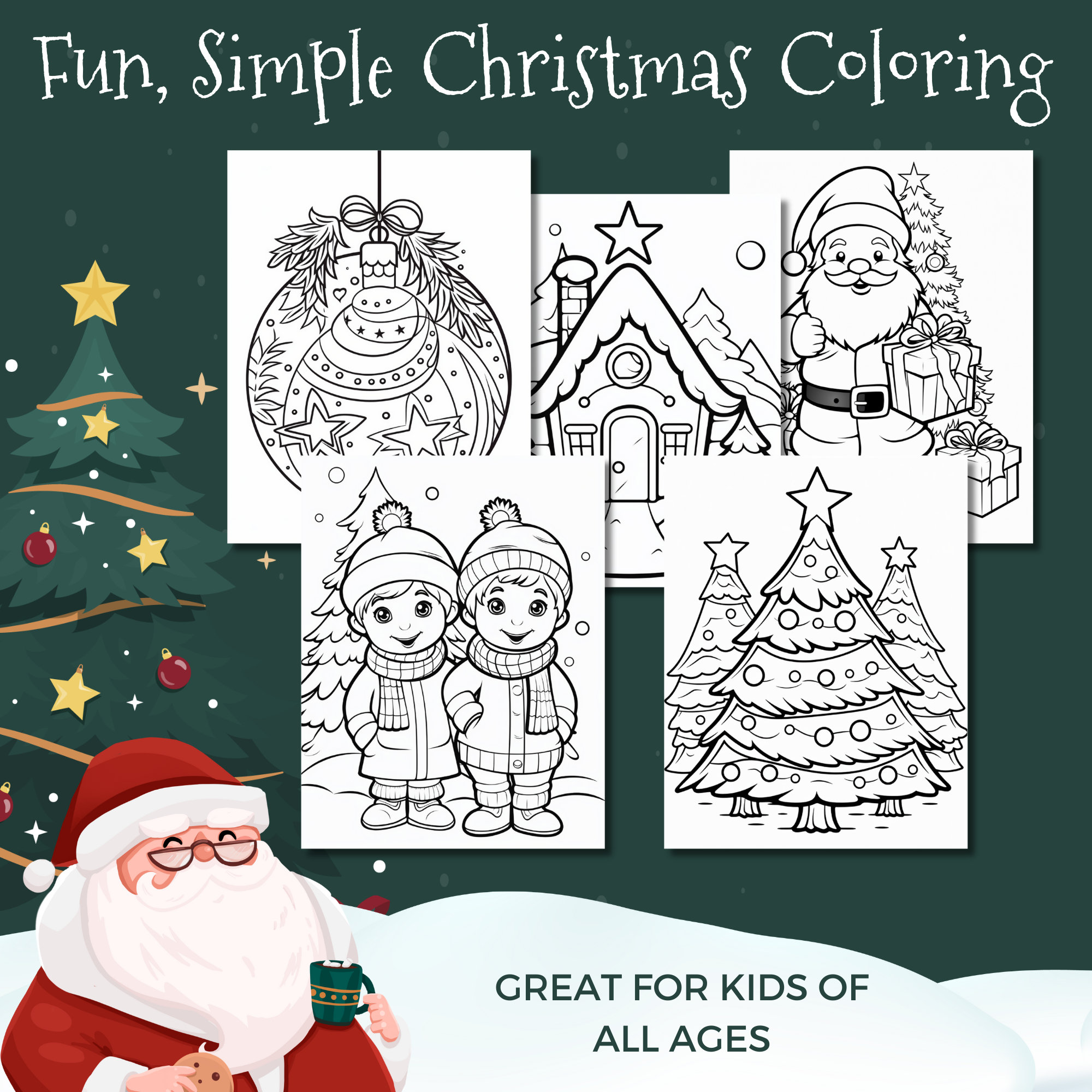 Santa Claus Coloring, Christmas Tree Coloring Pages, Ornament Coloring ...