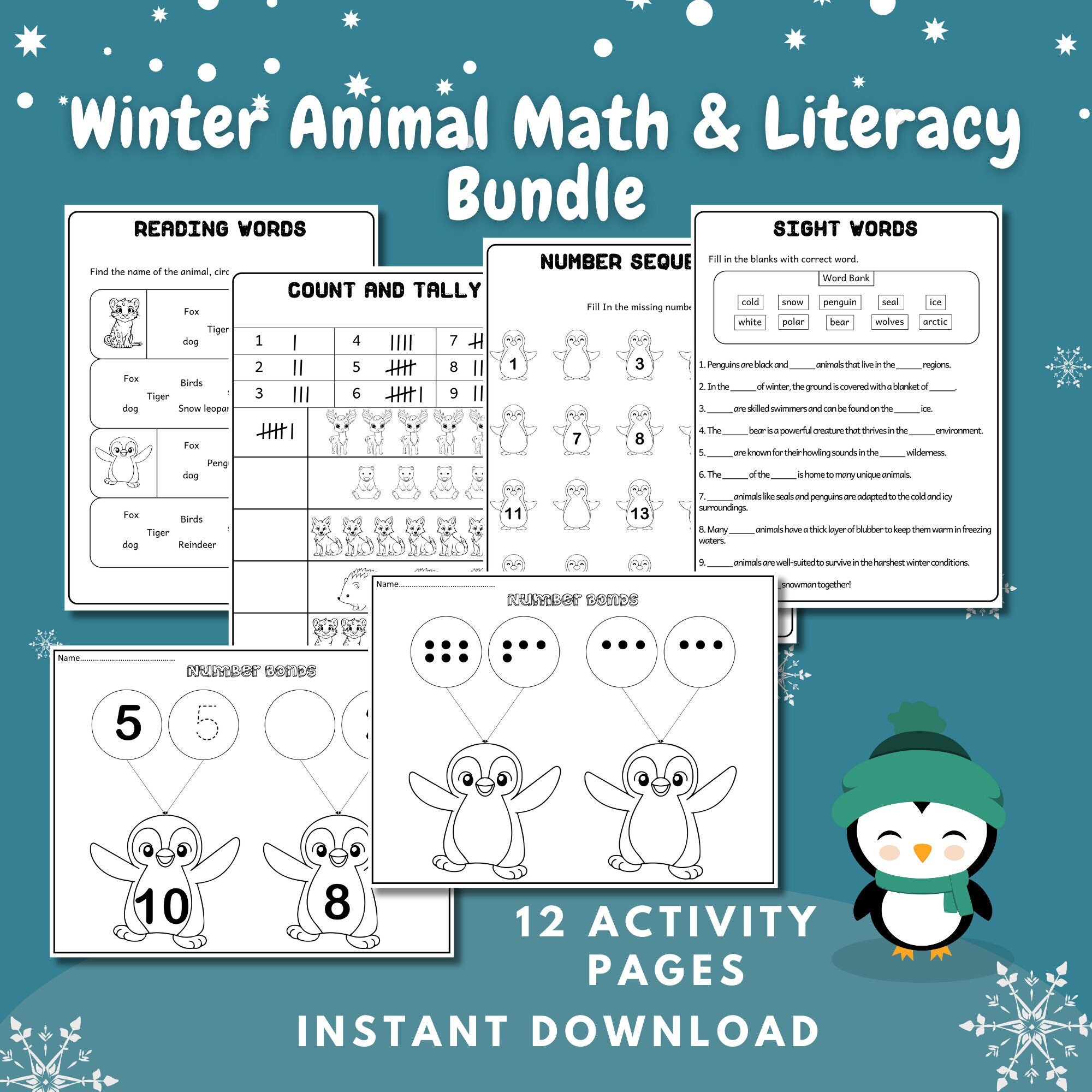 Arctic Animals Unit Study, Winter Animals Unit Study, Penguin Math ...
