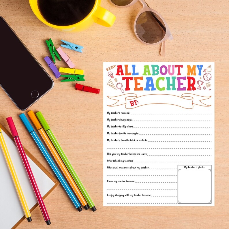 Teacher Survey All About My Teacher Teacher Coloring Page - Etsy