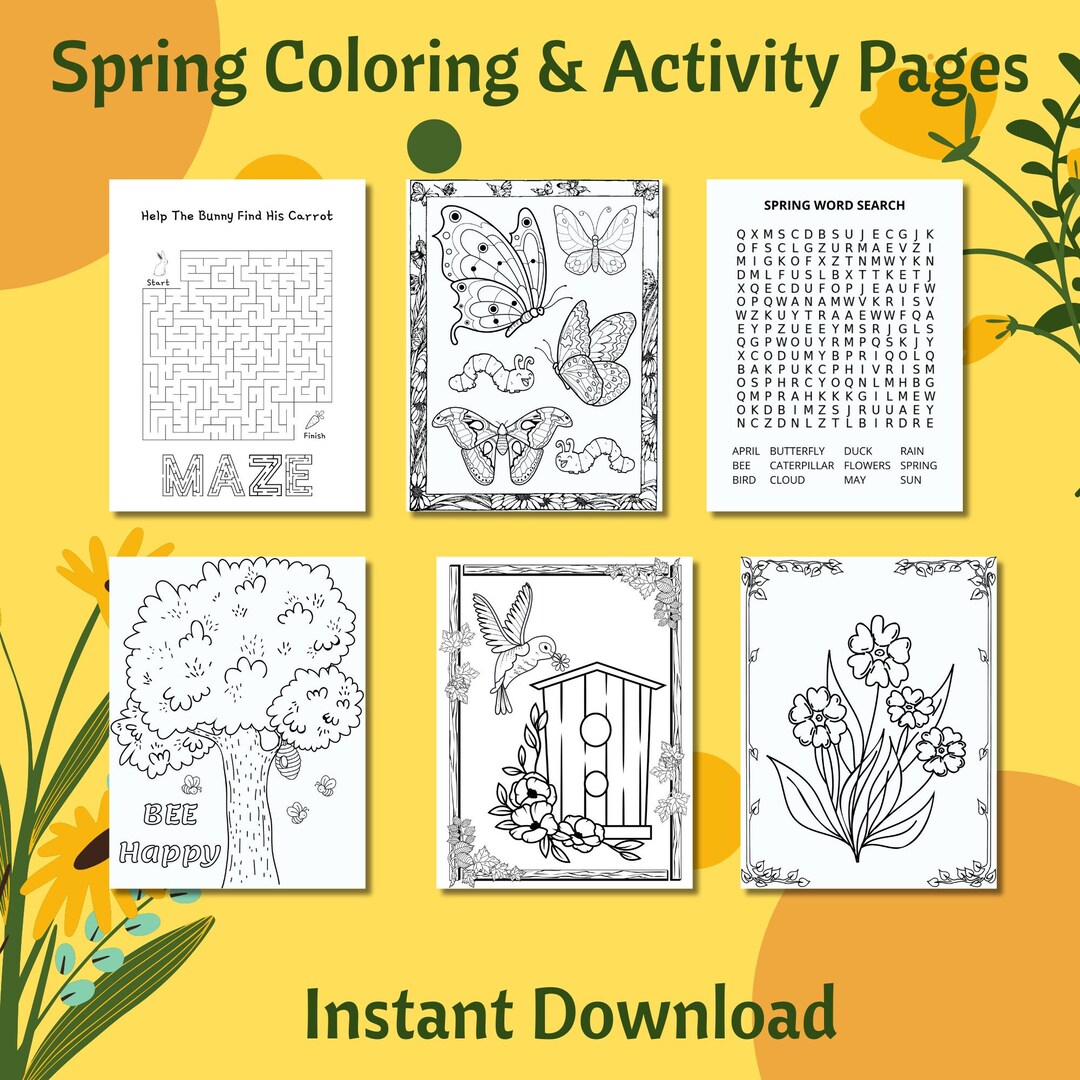 Cute Spring Coloring Page, Spring Coloring and Activity Pages, Spring ...