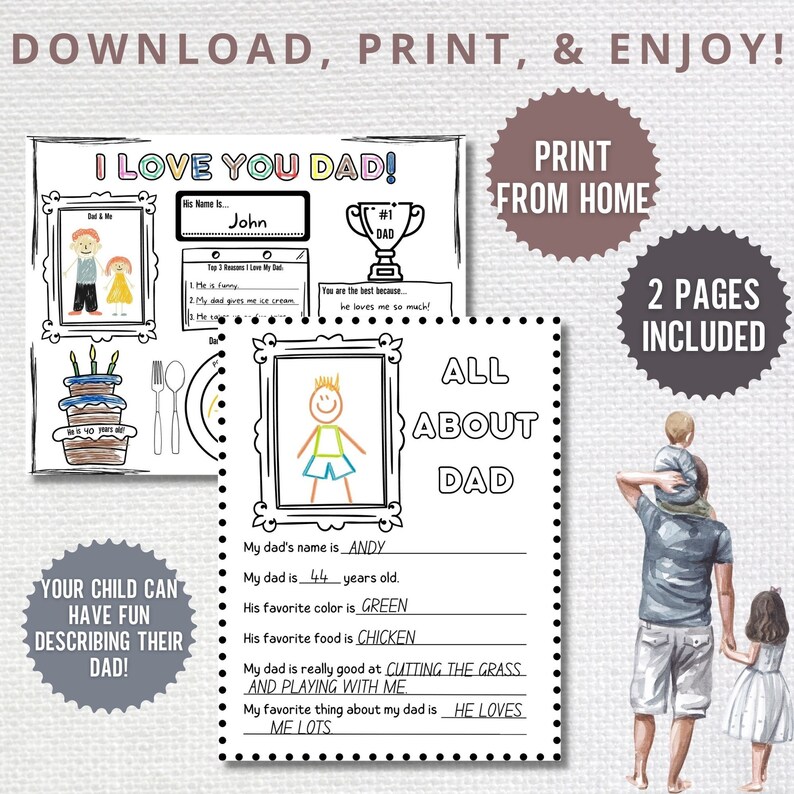 Interview Questions, Printable All About Dad, Fathers Day Coloring Page ...