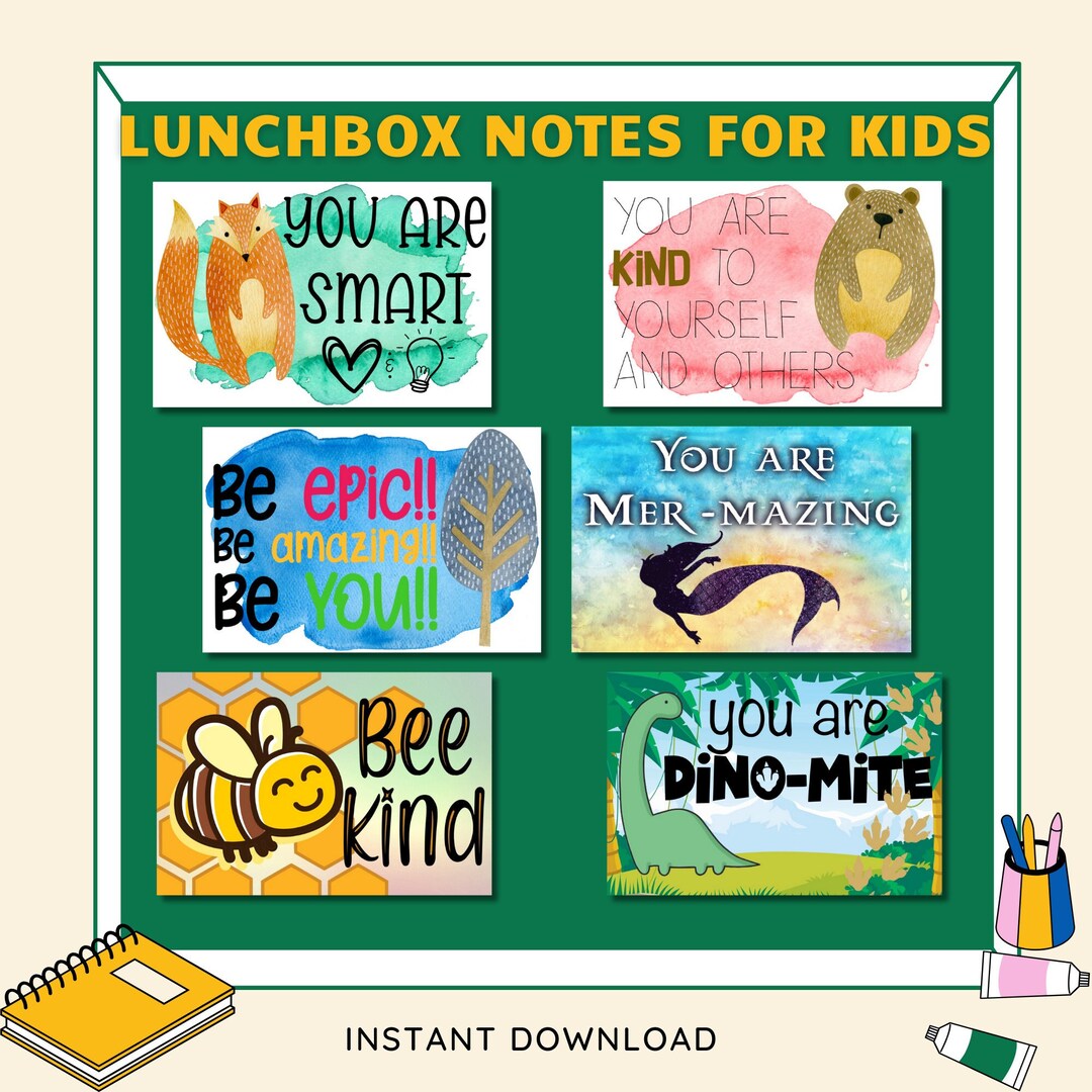 Watercolor Lunchbox Notes, Kids Lunchboxes, Lunch Box Jokes, Printable ...