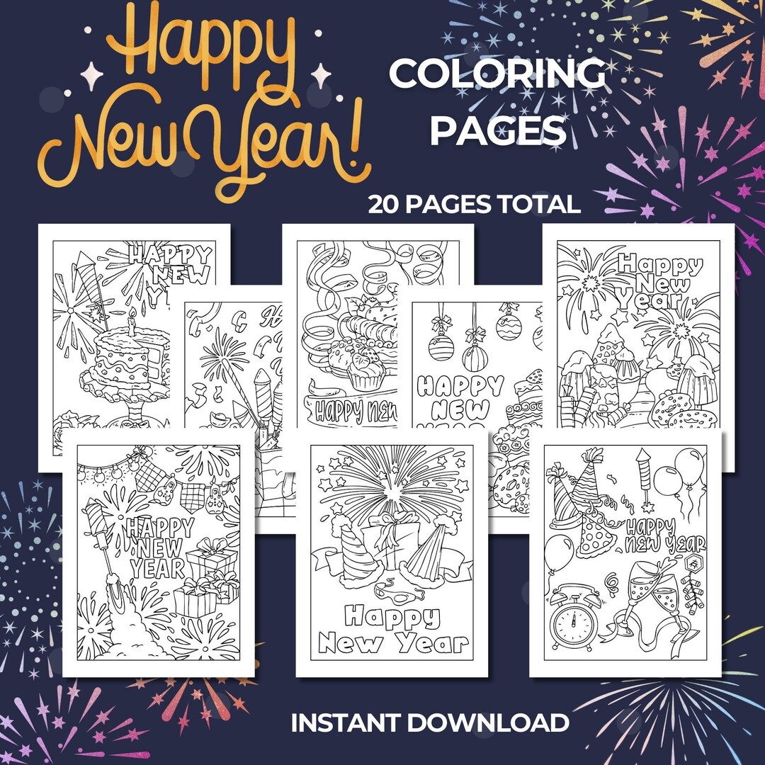 New Years Eve Coloring Sheets,new Years Coloring Printable,countdown ...