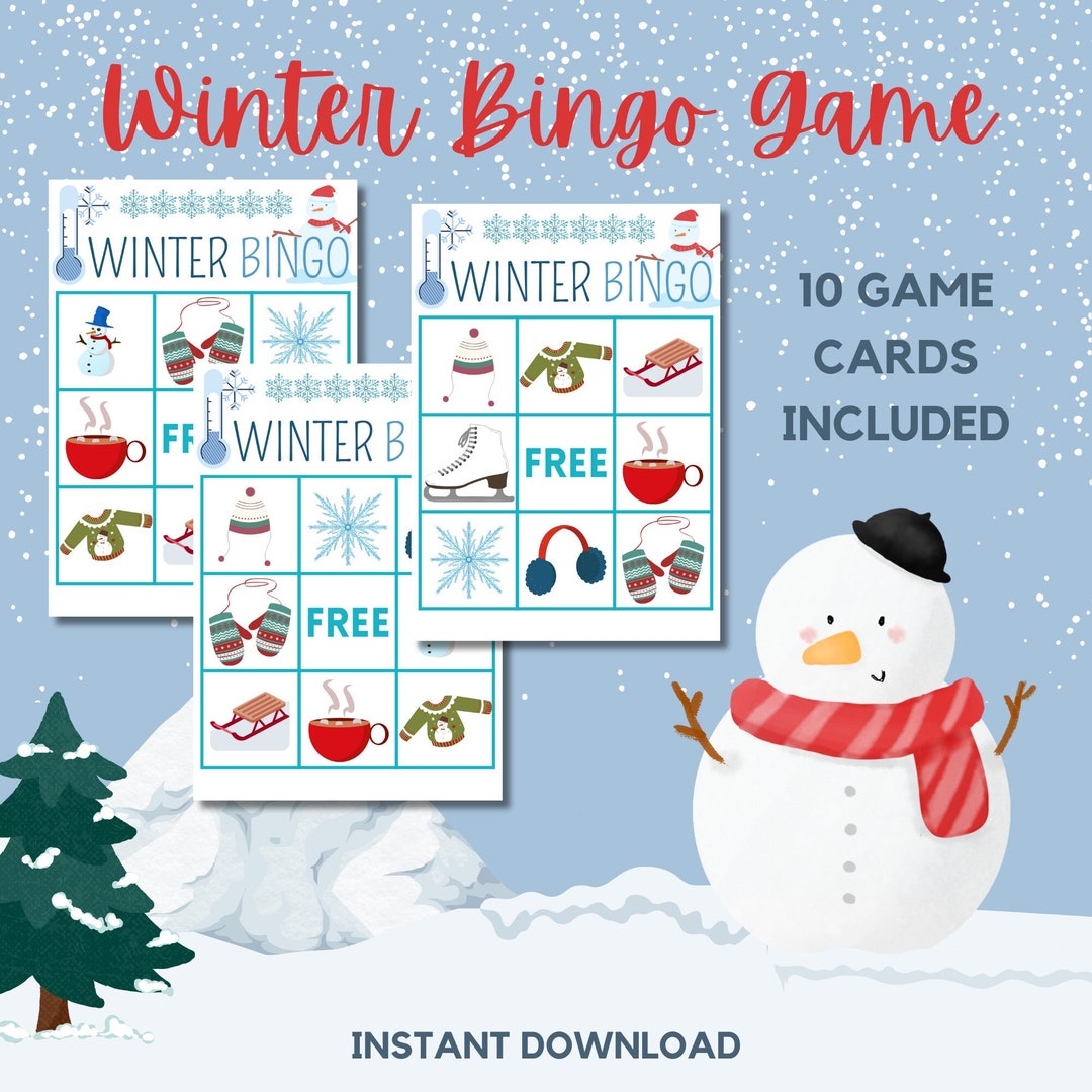 Winter Bingo Game: Snow Day Activity, 10 Printable Cards (digital ...
