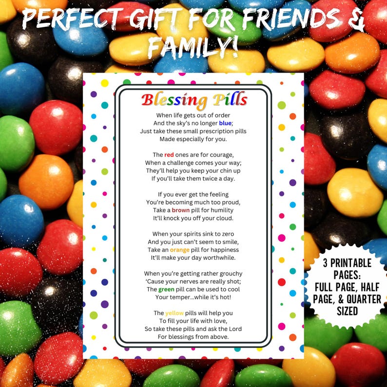 Blessing Pills Poem Tags: Christian Encouragement (printable Tag) - Etsy