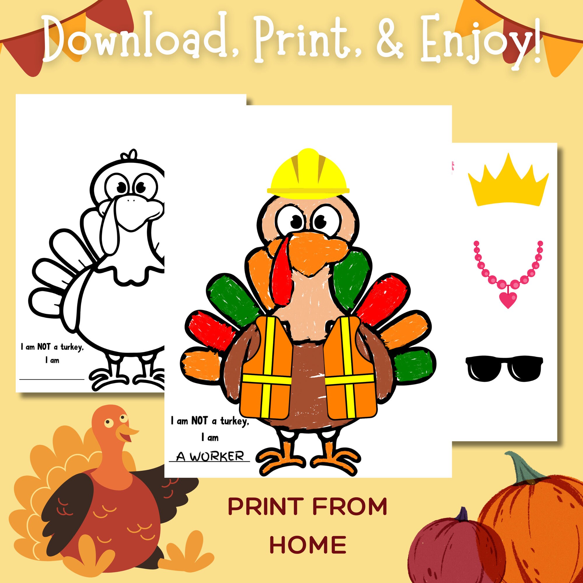Turkey Disguise Craft: Thanksgiving Paper Doll Activity (digital ...