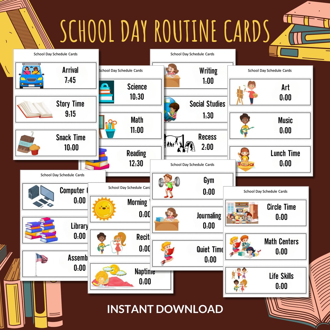 School Day Routine Cards: Visual Schedule, Classroom Calendar (digital ...