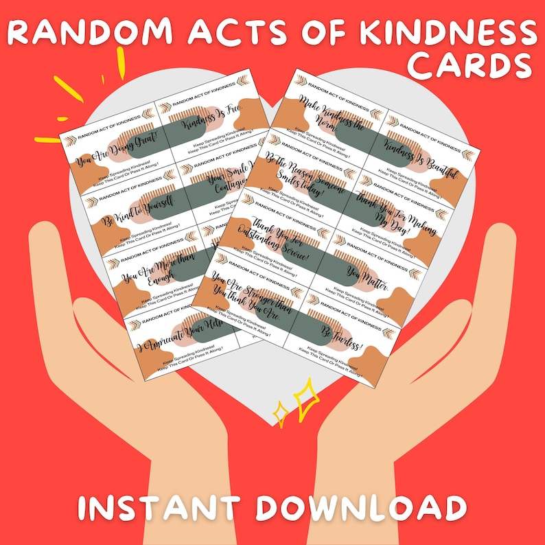Printable Act of Kindness Cards, RAOK, Small Acts, Random Acts of ...