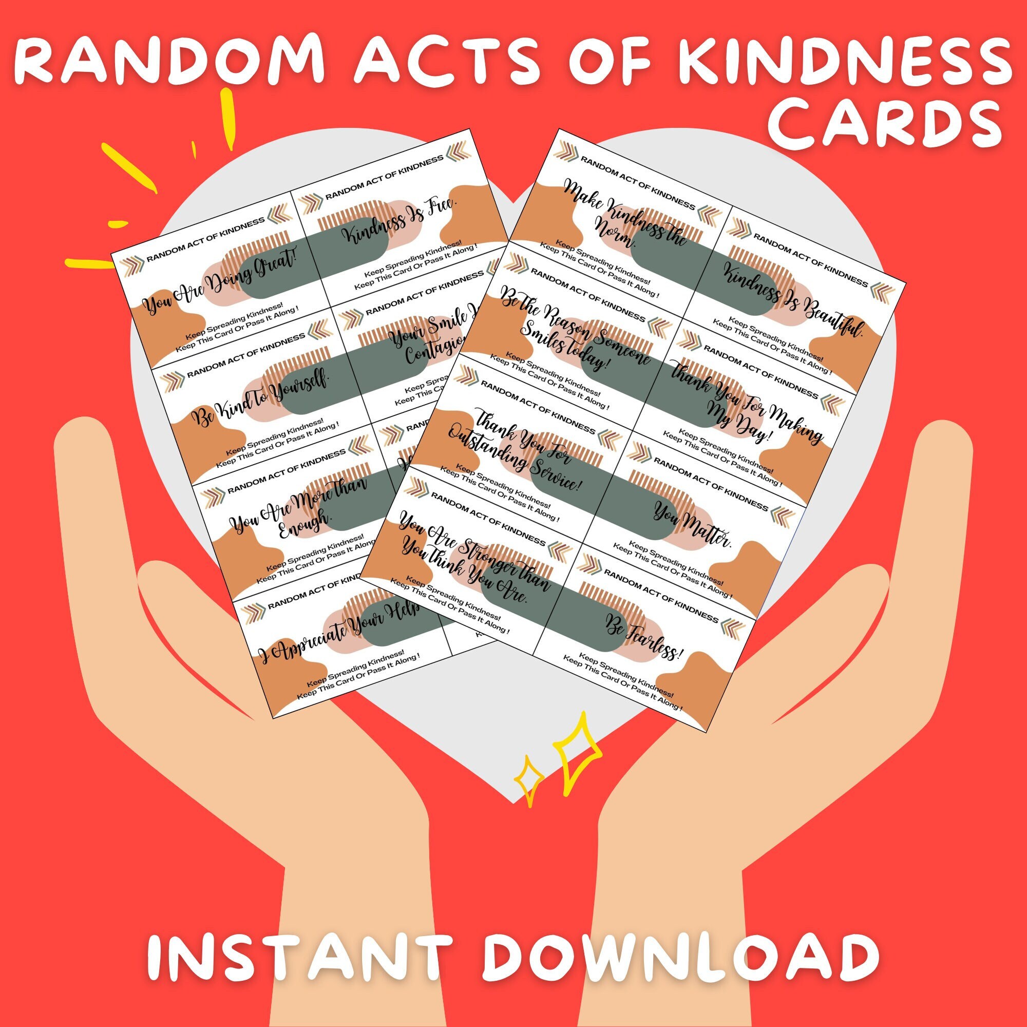 Printable Act of Kindness Cards, RAOK, Small Acts, Random Acts of ...
