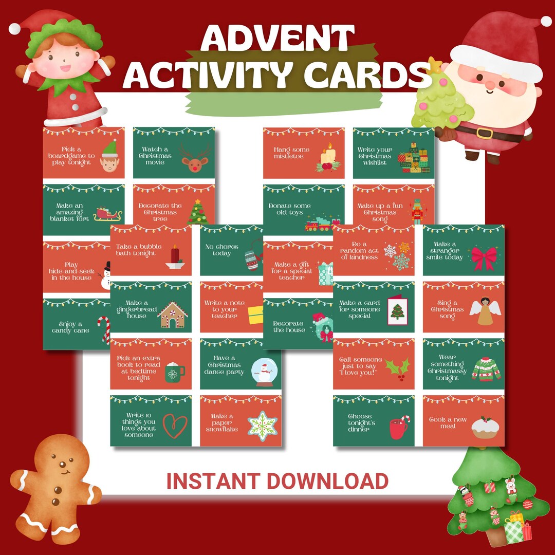 Christmas Advent Activity Cards: Family Fun (digital Download) - Etsy