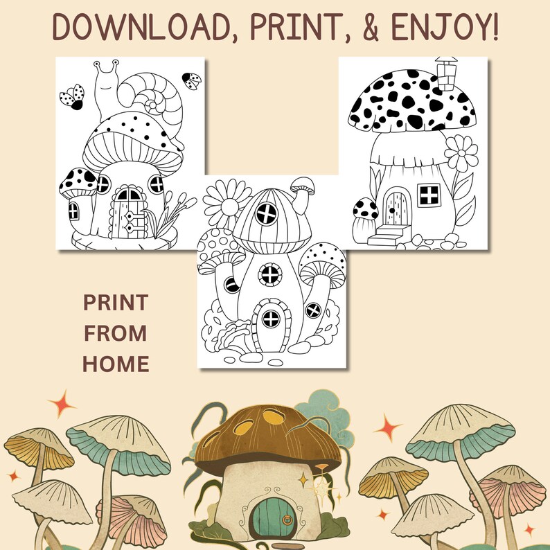 The Mushroom Village, Mini Mushroom House, Gnome Mushroom House ...