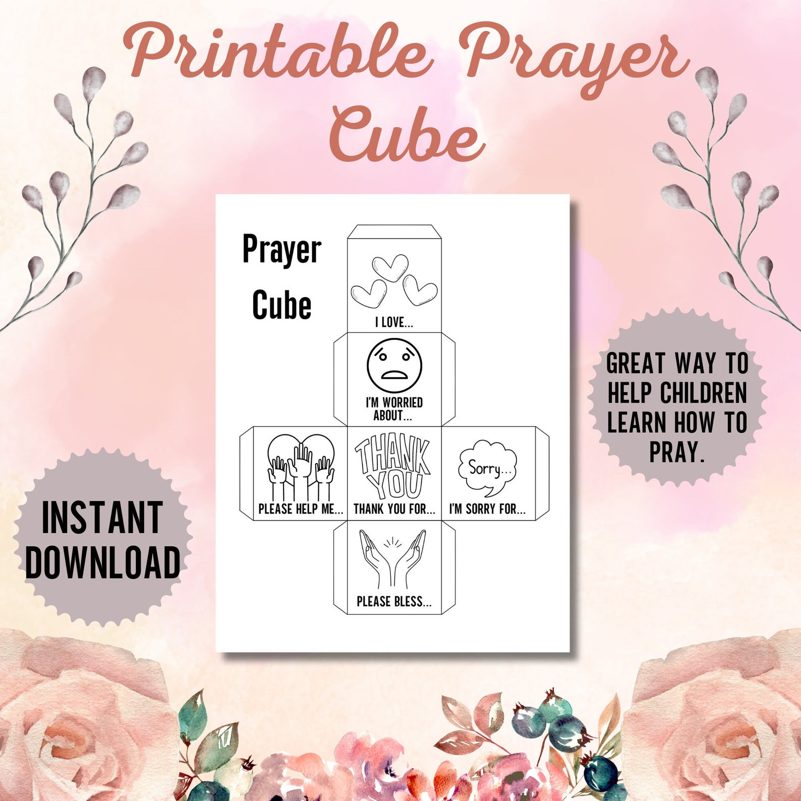 Printable Prayer Cube for Kids: Sunday School Activity (digital ...