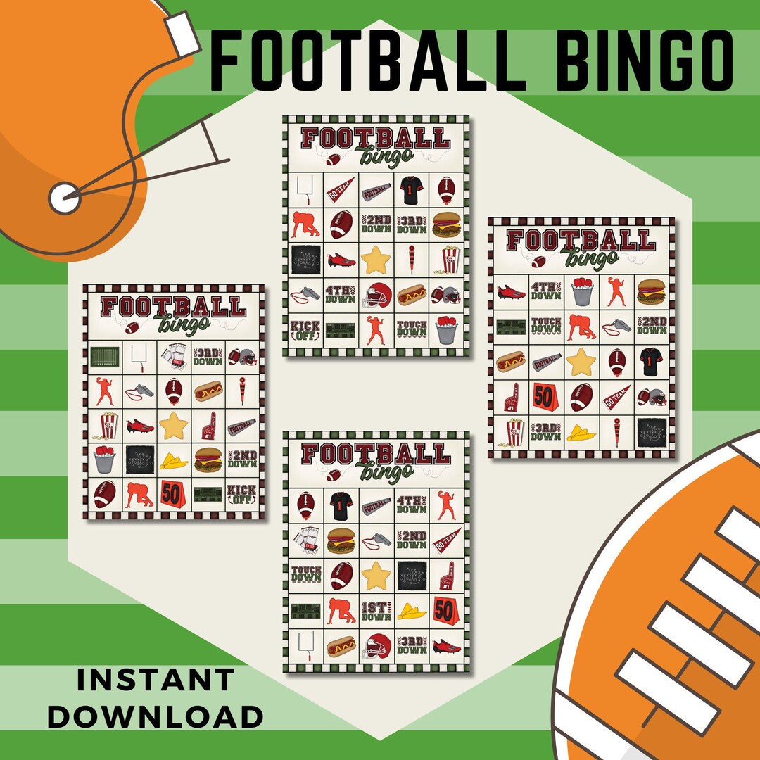 Football Bingo Game: Super Bowl Party Activity (digital Download) - Etsy