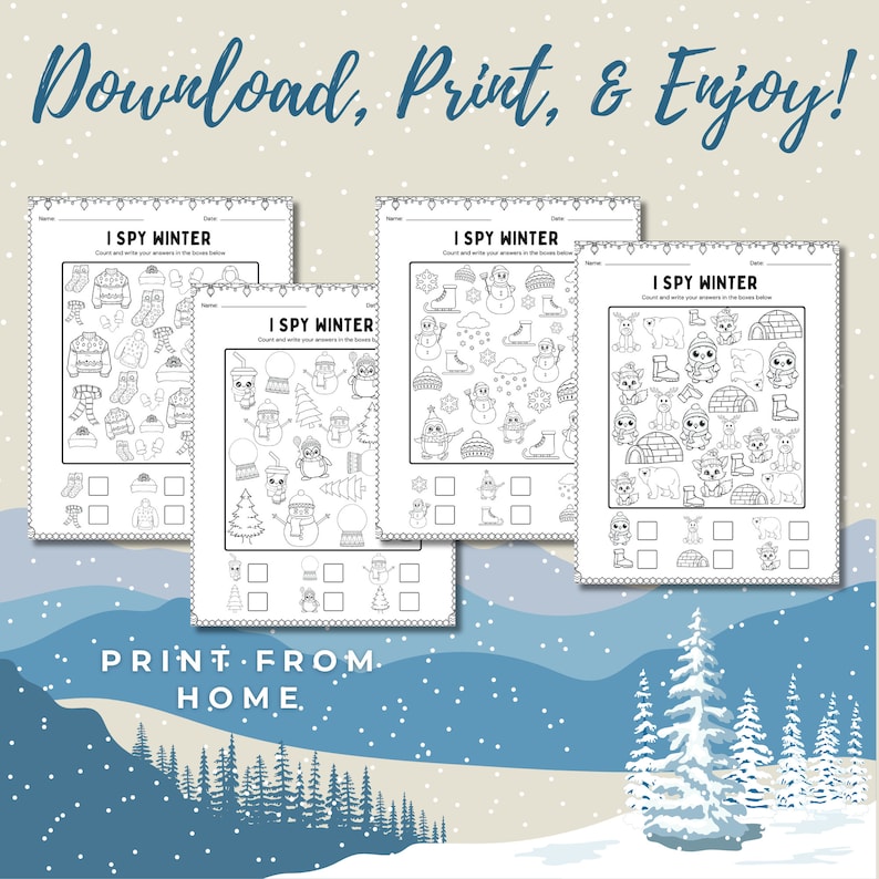 I Spy Winter, Number Recognition, Look and Find, Seek and Find, Winter ...