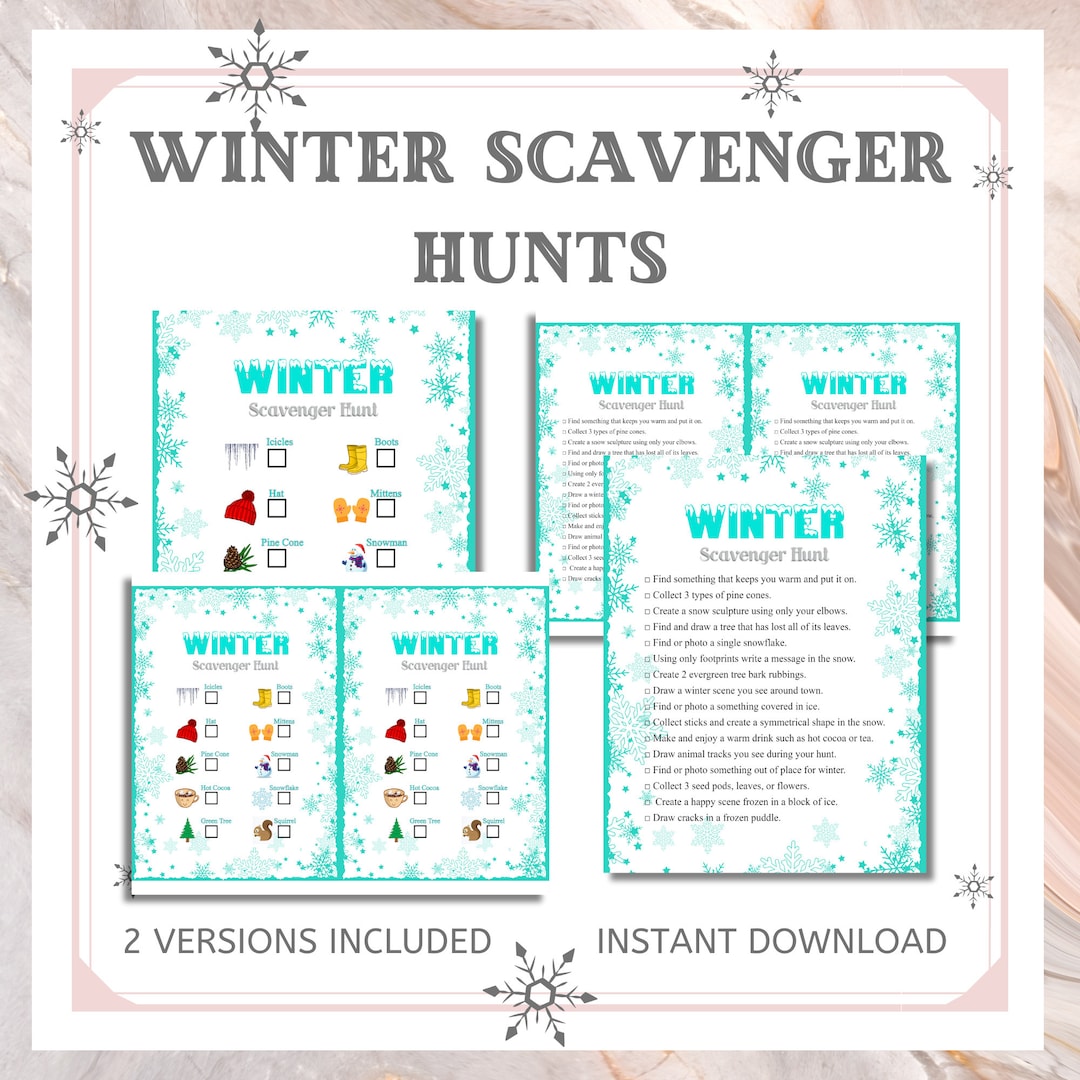 Winter Scavenger Hunt for Kids: Picture & Written Clues (digital ...