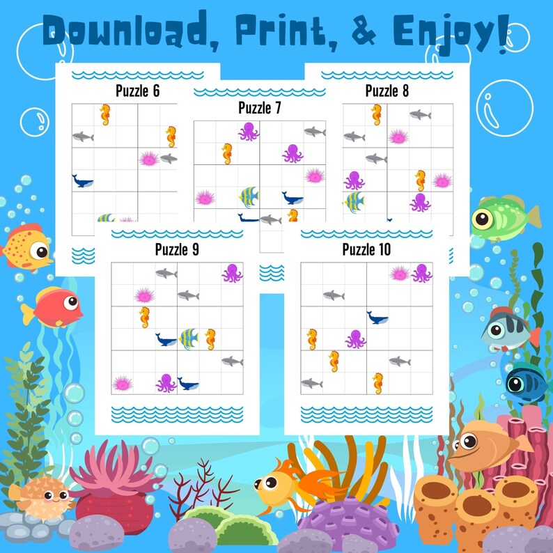 Picture Sudoku, Sudoku Puzzles, Ocean Animals Printable, Printable ...
