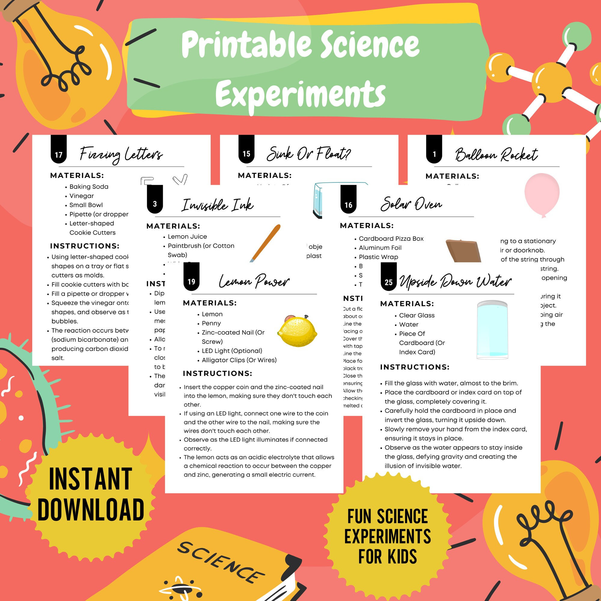 Kids Science Experiments Printables: STEM Activities (digital Download ...