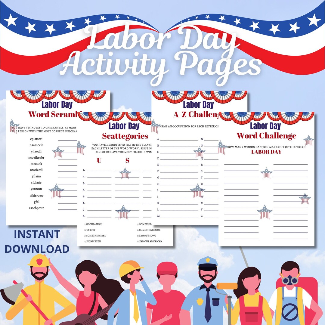 Labor Day Game Bundle: A-Z Challenge, Scattergories, Word Scramble ...