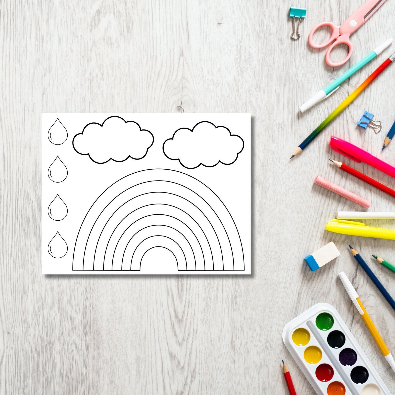 Rainbow Mobile Printable Craft: Kids Coloring Page (digital Download ...