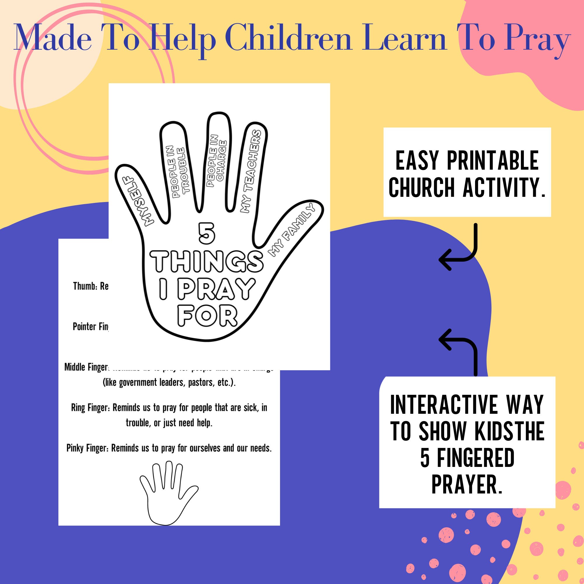 Kids Prayer Hand Craft: Bible Study Printable (digital Download) - Etsy
