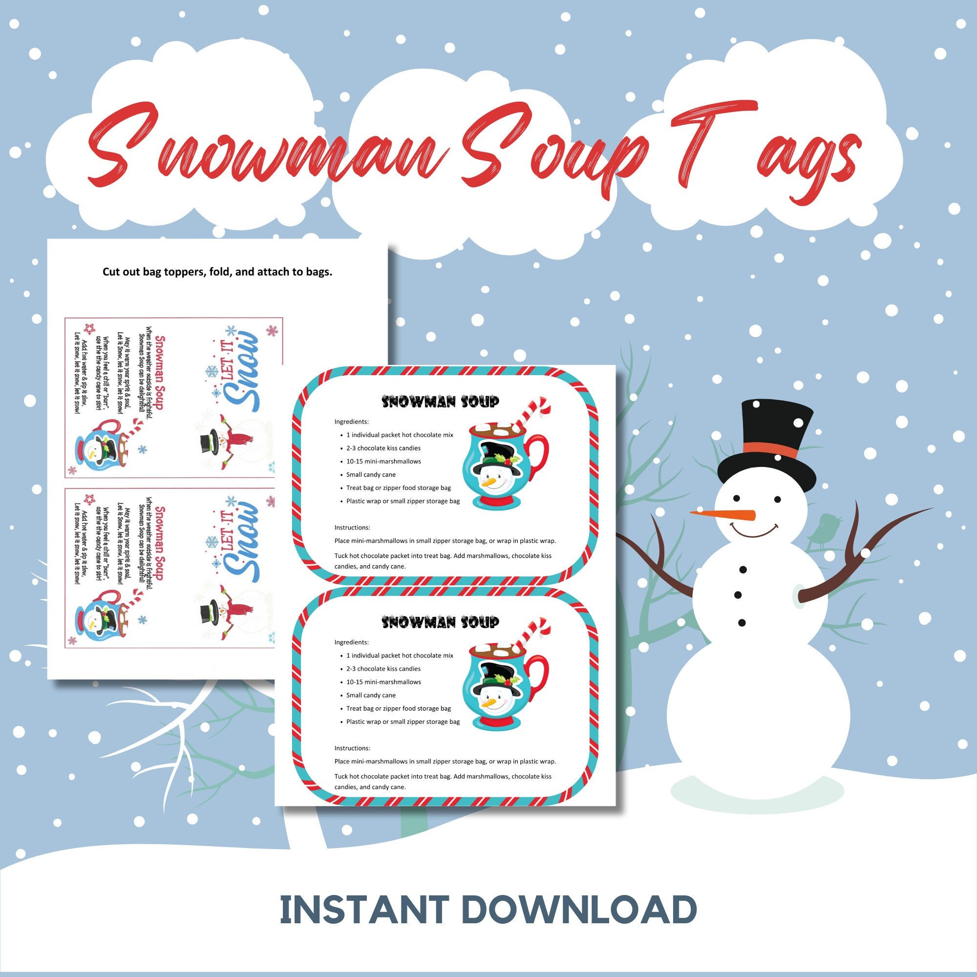 Snowman Soup Tags: Hot Chocolate Gift (digital Download) - Etsy