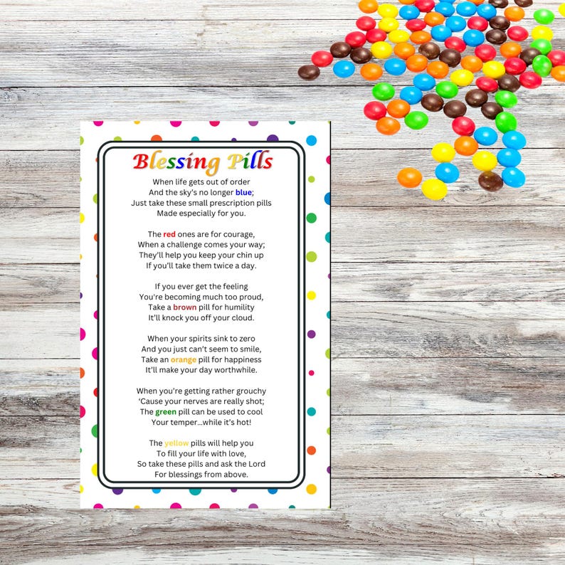 Blessing Pills Poem Tags: Christian Encouragement (printable Tag) - Etsy