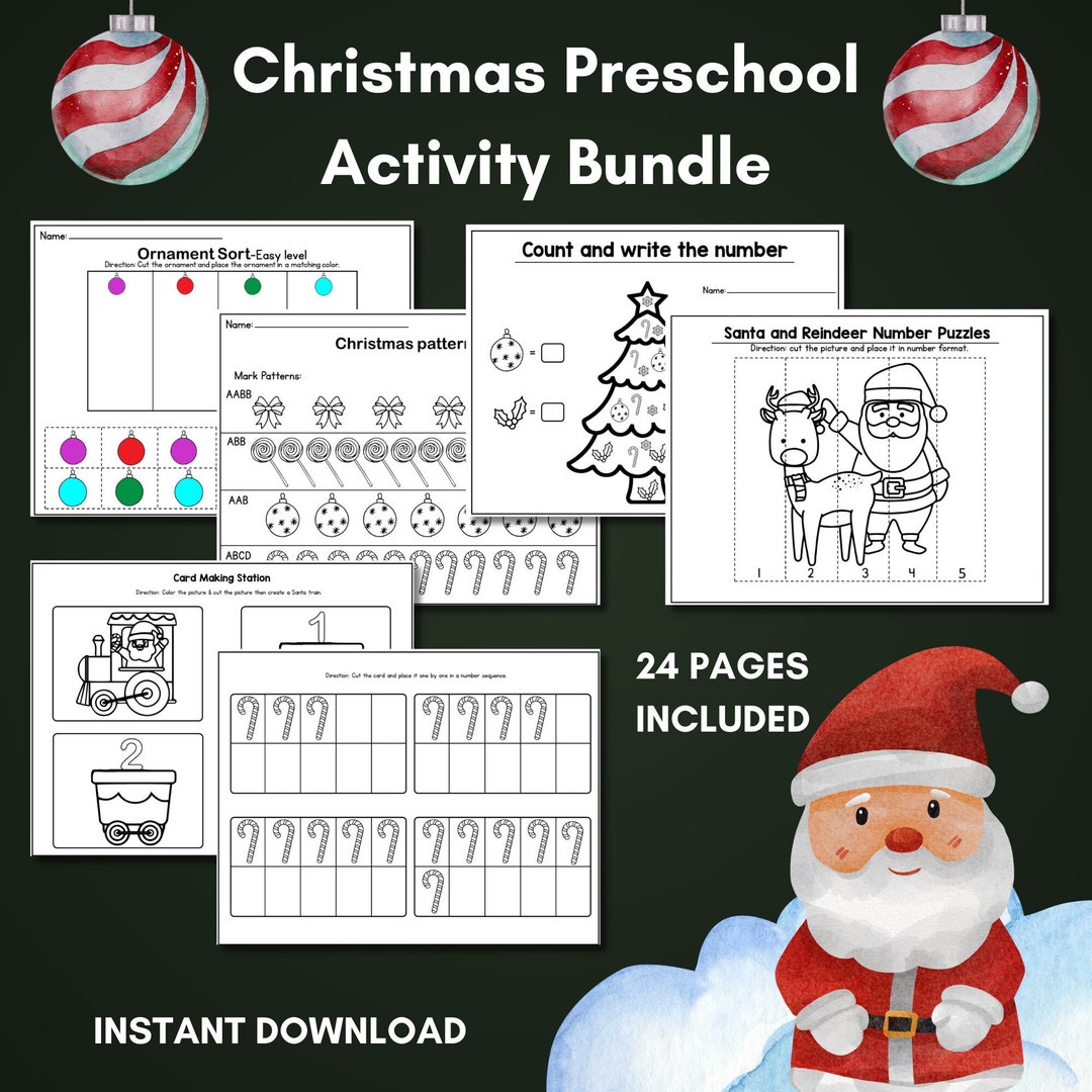 Christmas Preschool Packet,ornament Sorting,christmas Vocabulary,dot ...