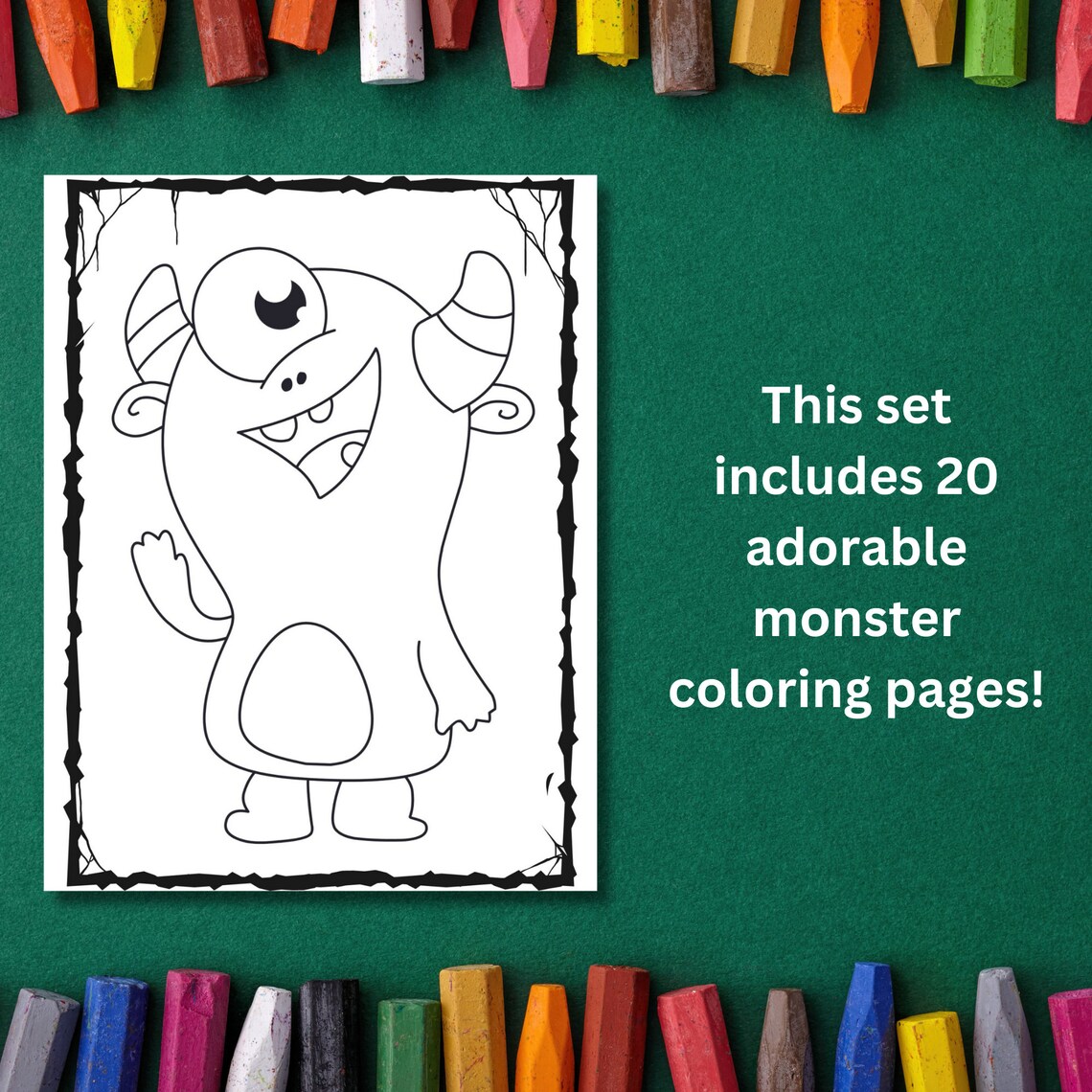 Cute but Creepy Monsters Coloring Pageshappy Monsters - Etsy