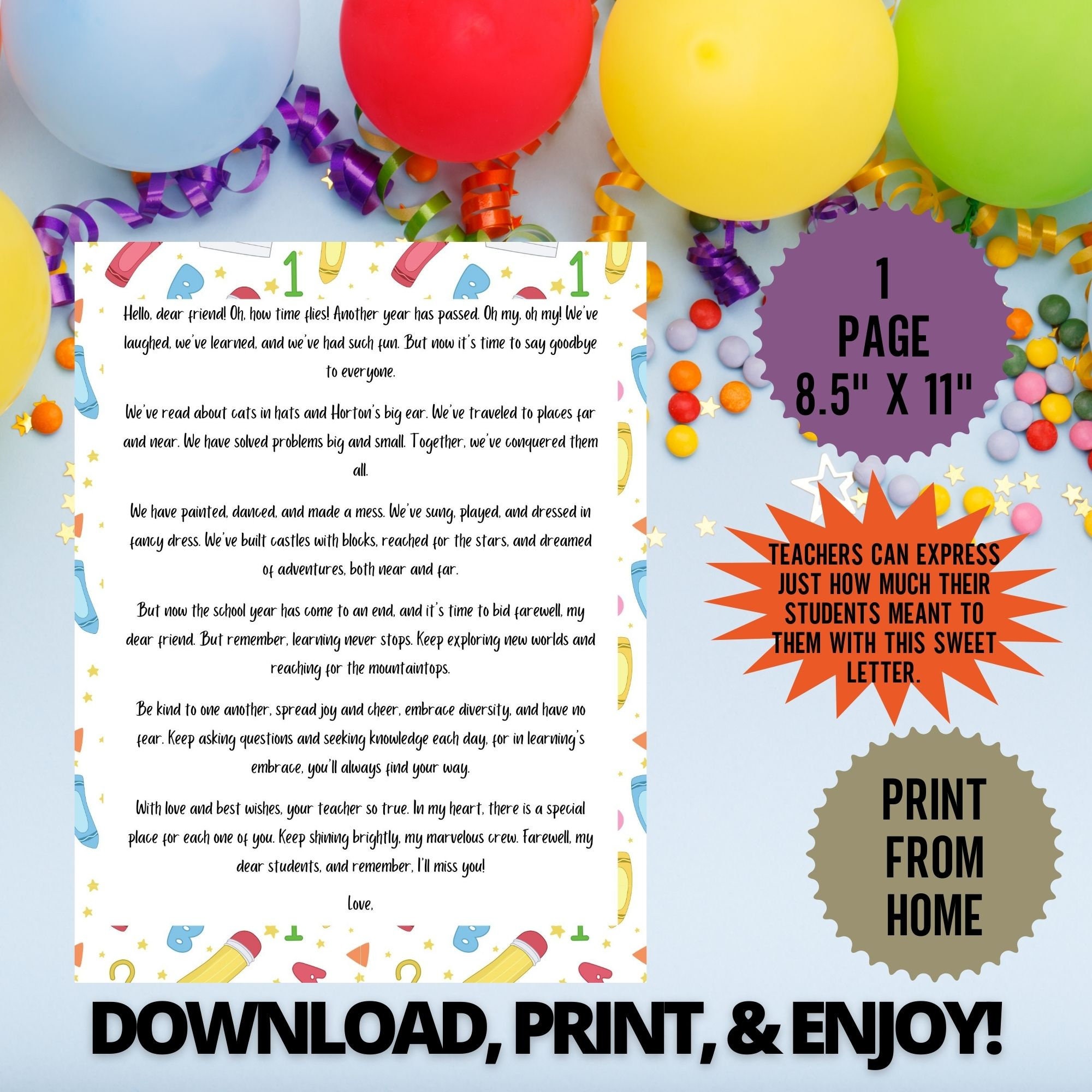 Goodbye Poem to Students, End of School Letter, Graduation Poem, End of ...