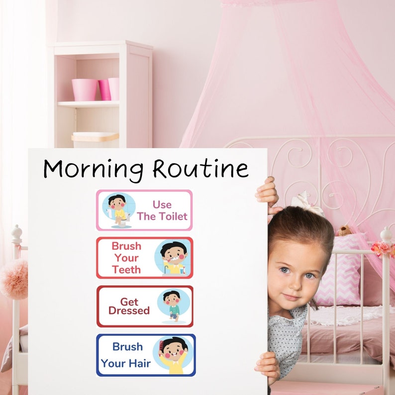 Kids Daily Routine Flashcards: Visual Schedule, Chore Chart (digital ...