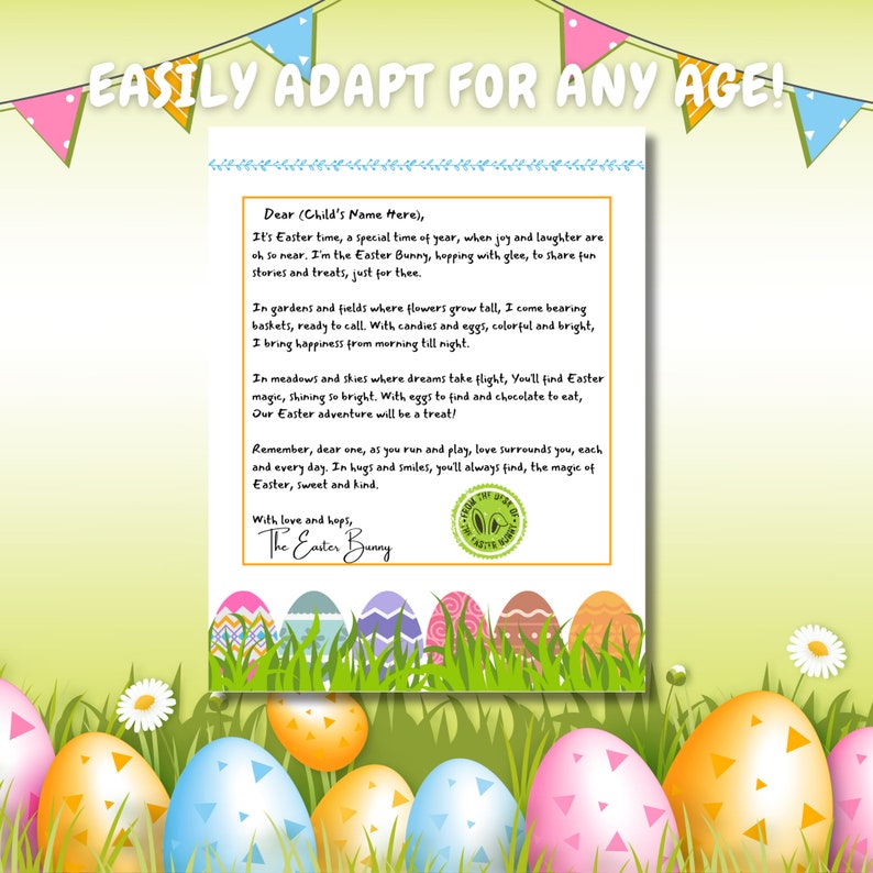 Easter Letterhead, Editable Easter Bunny Letter, Happy Easter Note ...