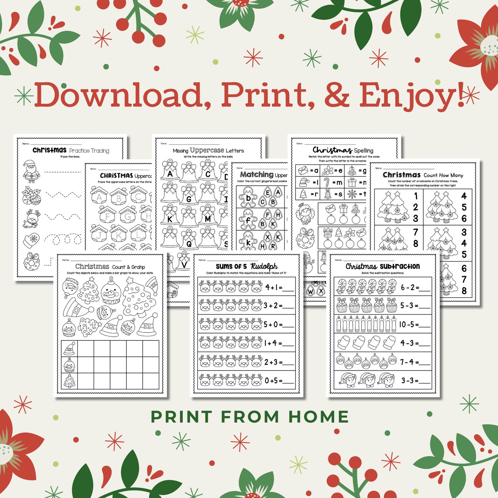 Number Maze, Spelling Practice, Christmas Preschool Printables, Tracing ...
