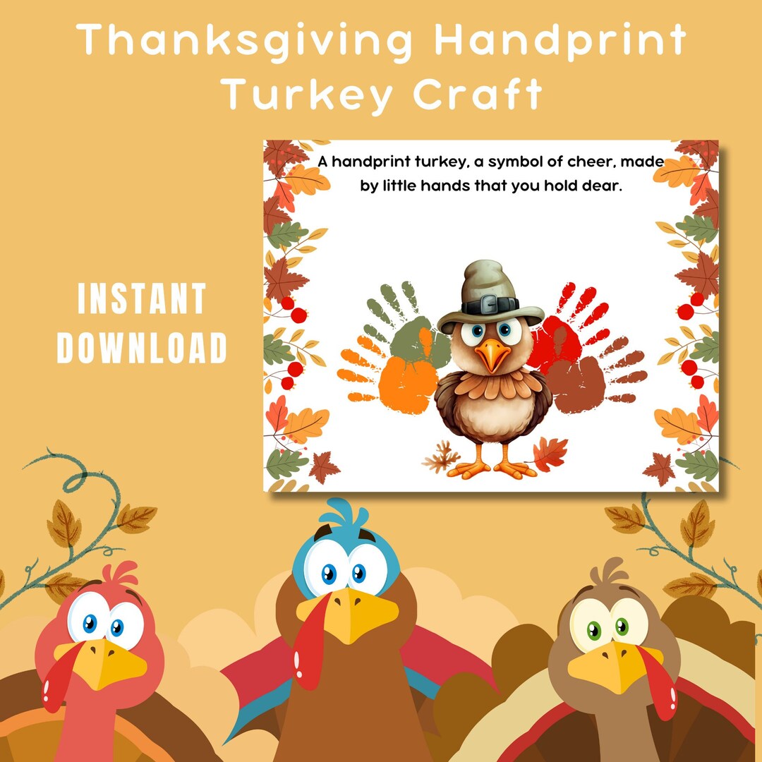 Thankful Turkey Handprint, Seasonal Preschool Crafts, Turkey Handprint ...