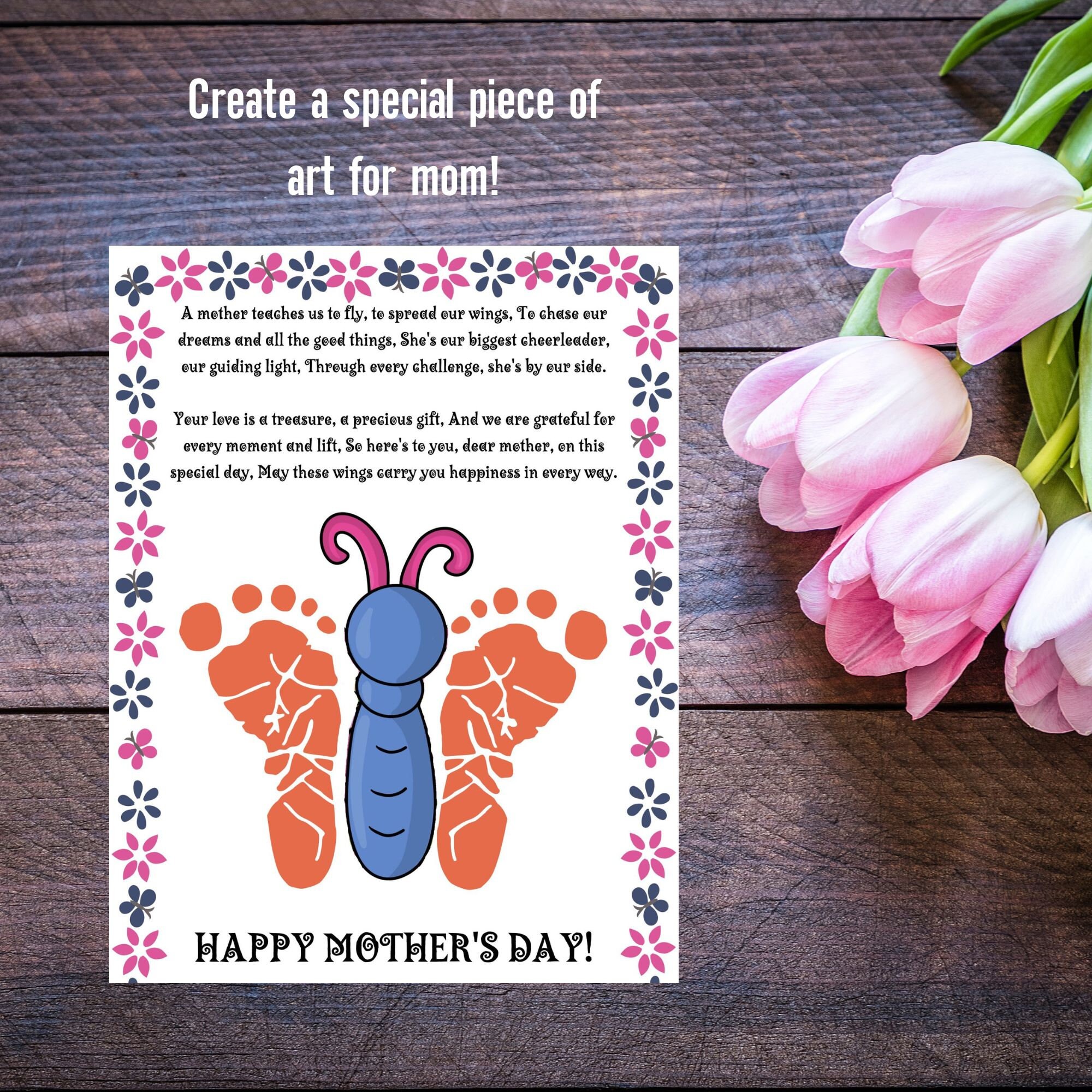 Mothers Day Butterfly Footprint Craft, Butterfly Footprint, DIY Memory ...