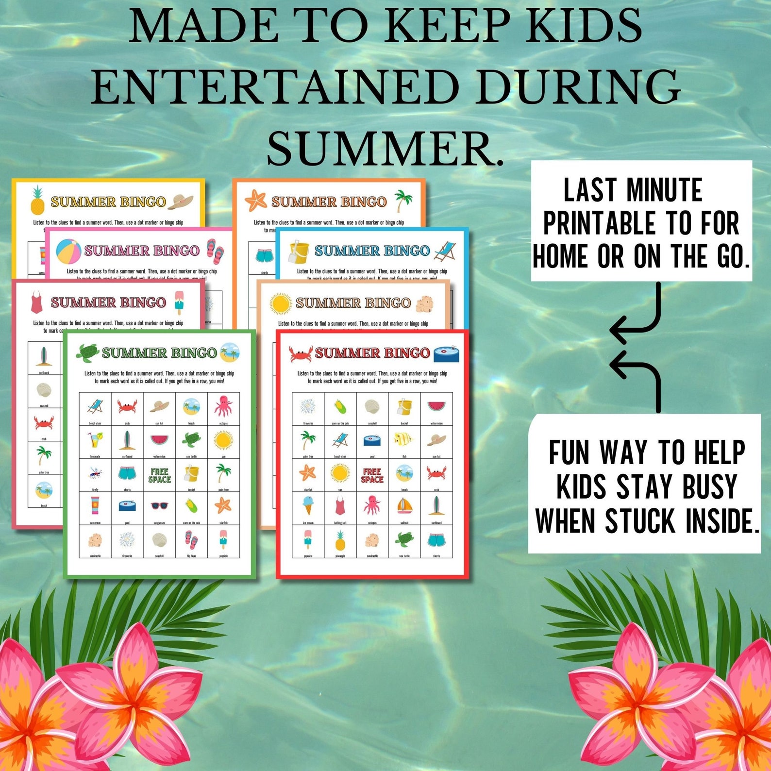 Summer Bingo Game for Kids, Printable Summer Bingo Cards, Summer Bingo ...