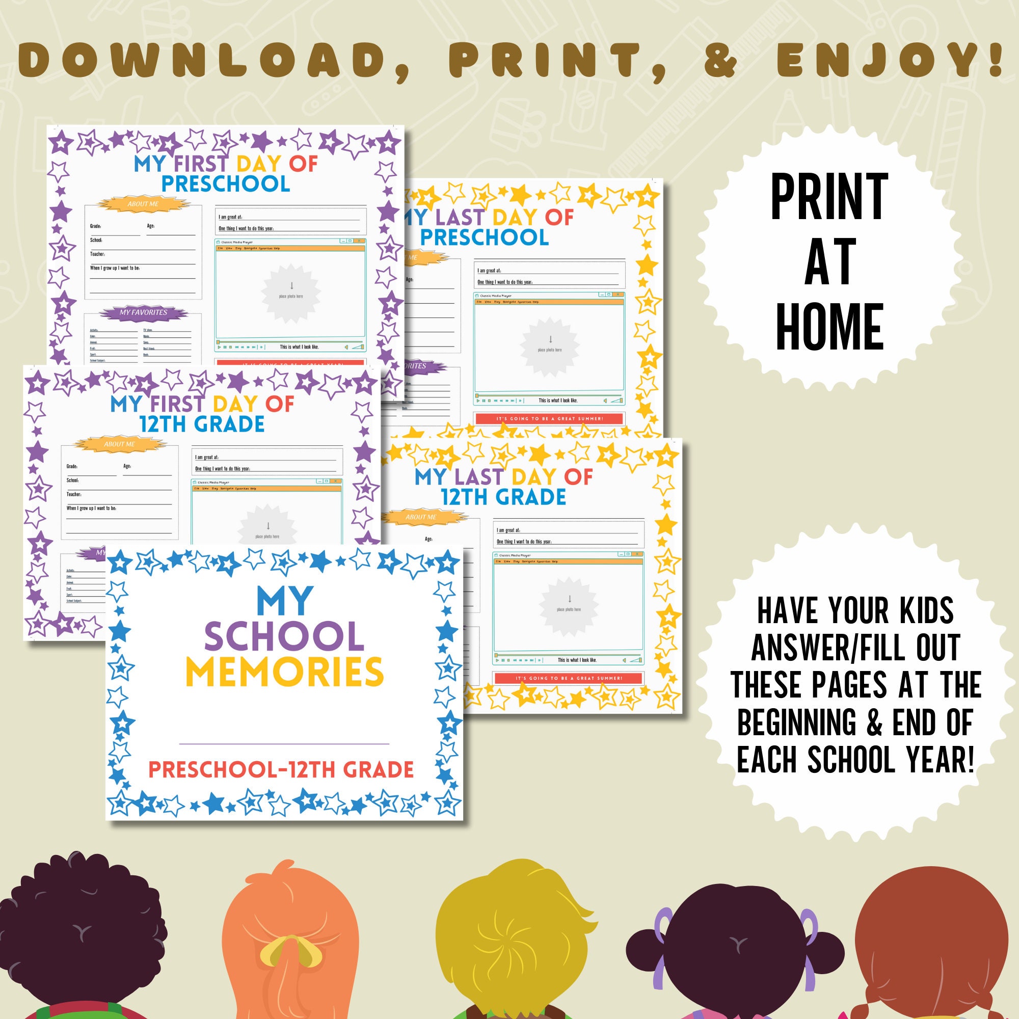 School Memory Box, School Memory Book, Kids Keepsake Journal, School ...