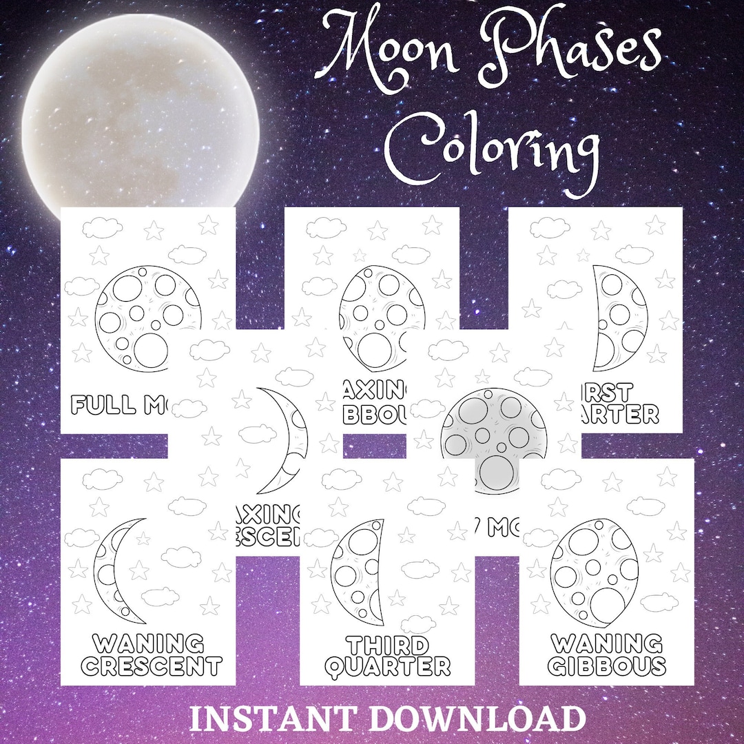Moon Phases Coloring Pages: Montessori Learning (digital Download) - Etsy