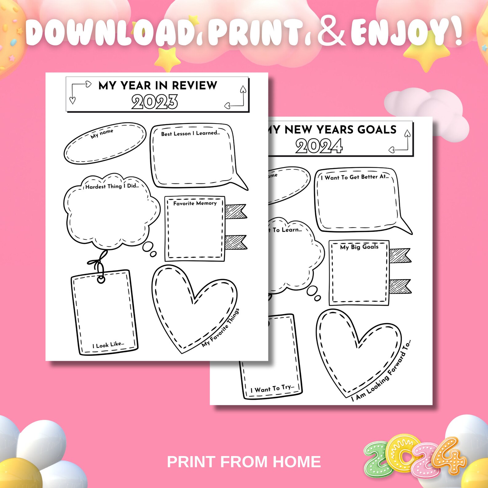 New Years Activity Sheet,kids New Years Resolution Printable,new Years ...
