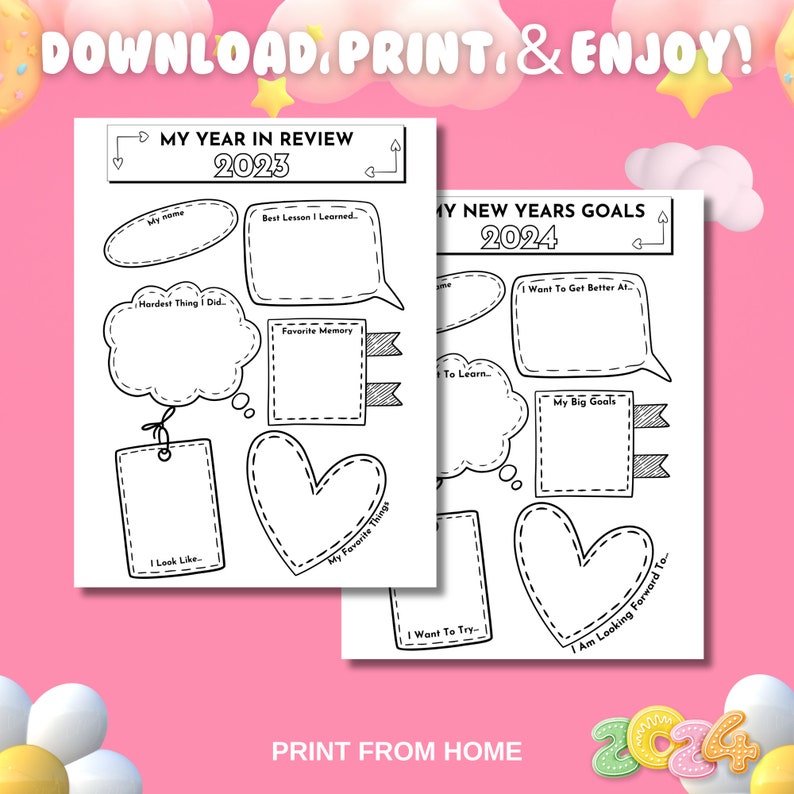 New Years Activity Sheet,kids New Years Resolution Printable,new Years ...