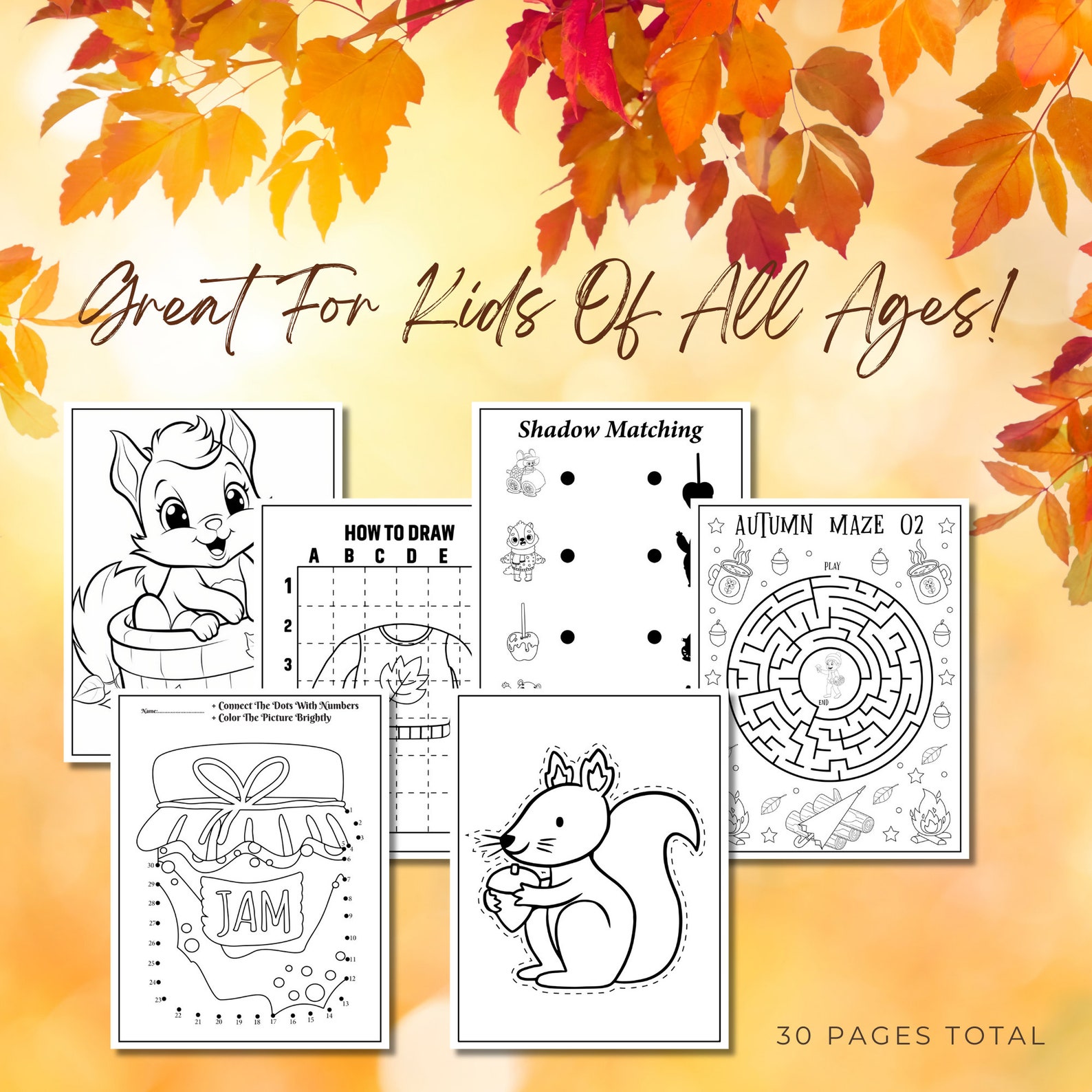 Autumn Activity Book for Kids: Preschool Worksheets (digital Download ...