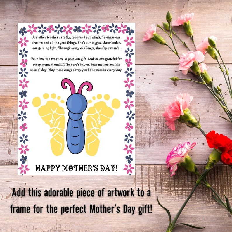 Mothers Day Butterfly Footprint Craft, Butterfly Footprint, DIY Memory ...