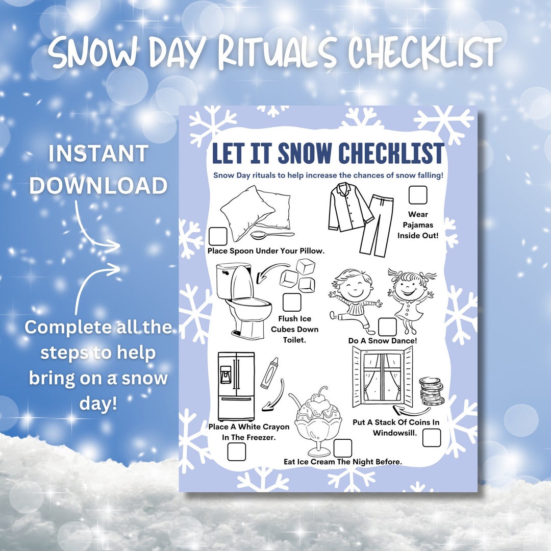 Snow Day Rituals Checklist: Kids Winter Activity (digital Download ...