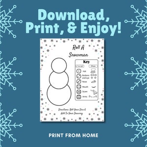 Roll A Snowman Game Printable, Roll A Snowman Game, Build A Snowman ...