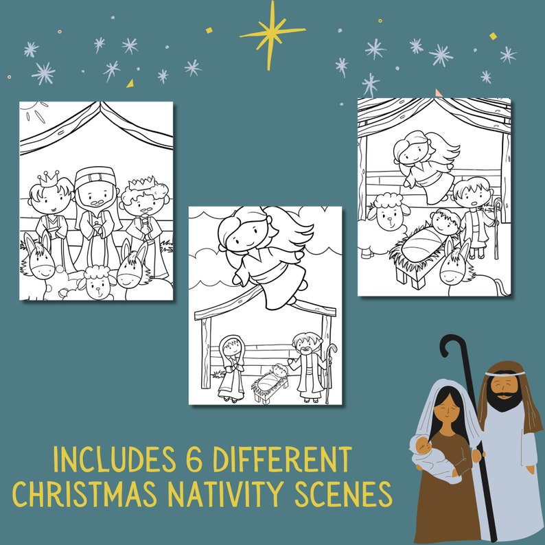 Christmas Nativity Coloring Pages for Kids (digital Download) - Etsy