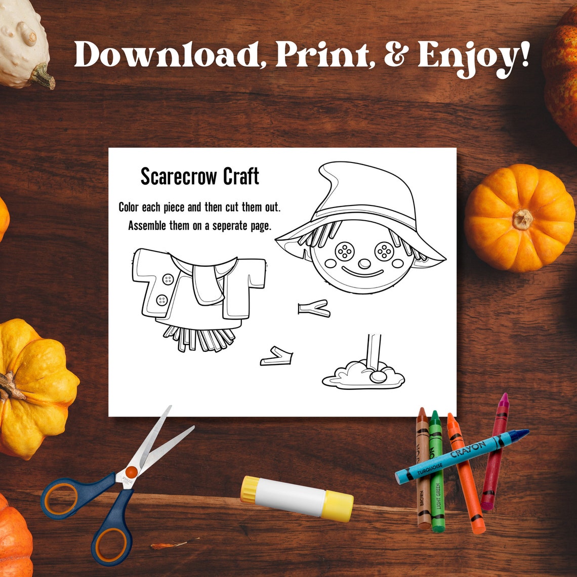 Build Your Own Scarecrow Paper Craft: Autumn Activity (digital Download ...