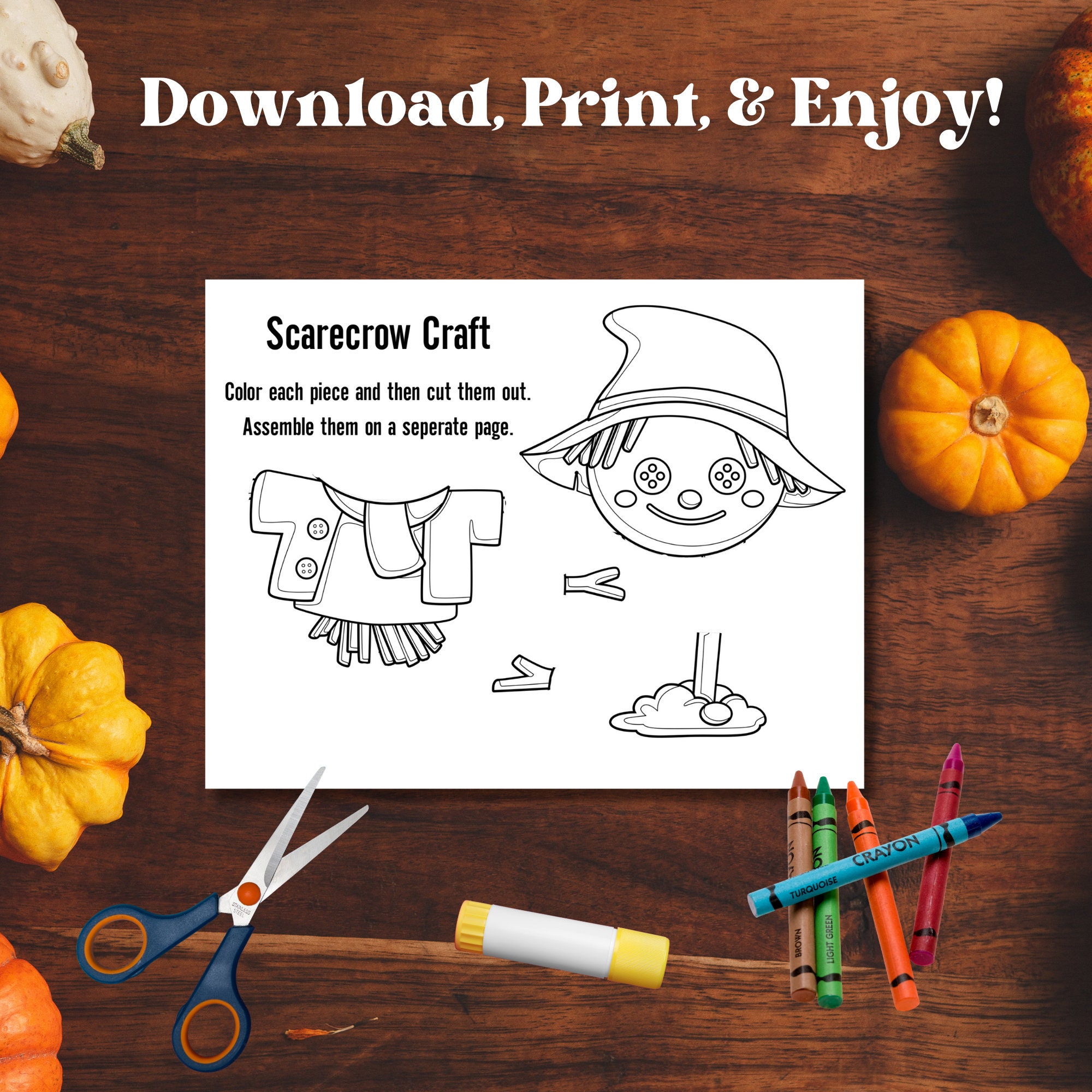 Build Your Own Scarecrow, Scarecrow Coloring, K5 Learning, Autumn ...
